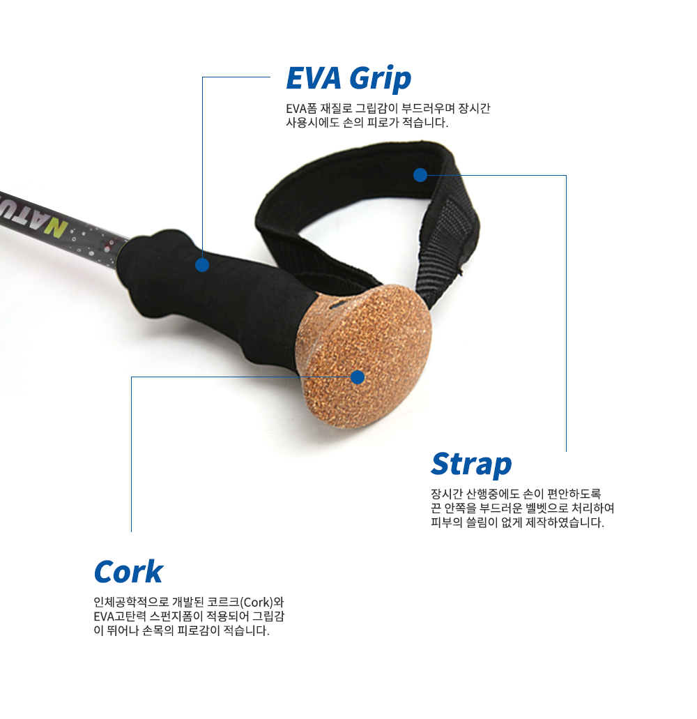 n-rit [엔릿] 듀랄루민 3단 슬림N 등산스틱 - 핫트랙스